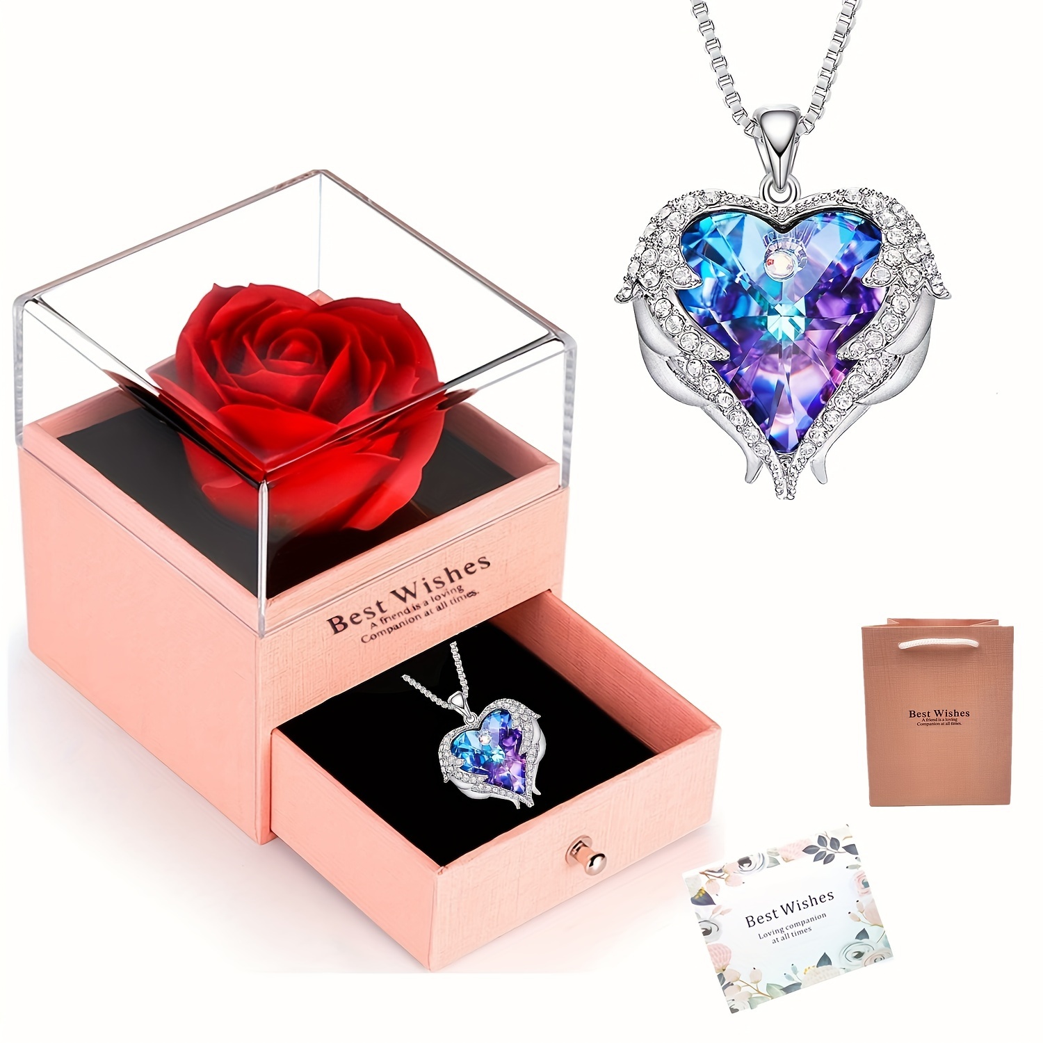 Necklace Artificial Rose Exquisite Gift Box Home Decor - Temu Canada