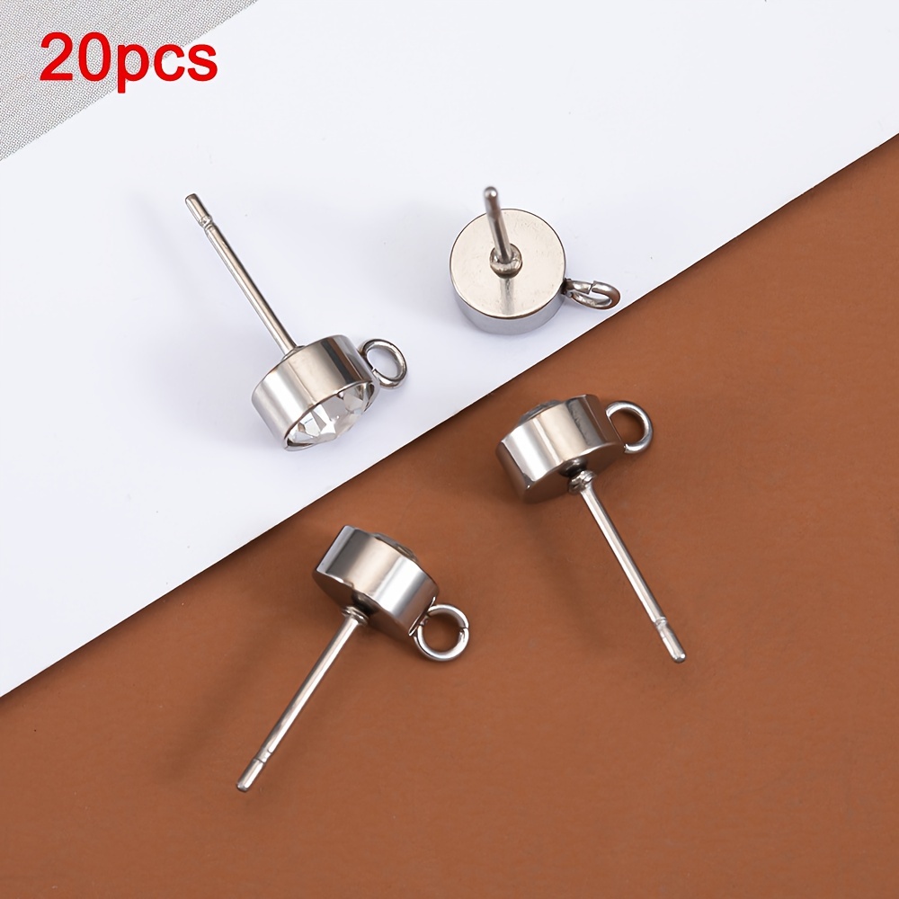 Stainless Steel Rhinestone Earring Ear Studs Loop Rings - Temu Norway