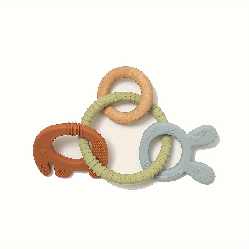 1 Silicone Teether Bpa Free Teething Ring Elephant Bunny - Temu United ...