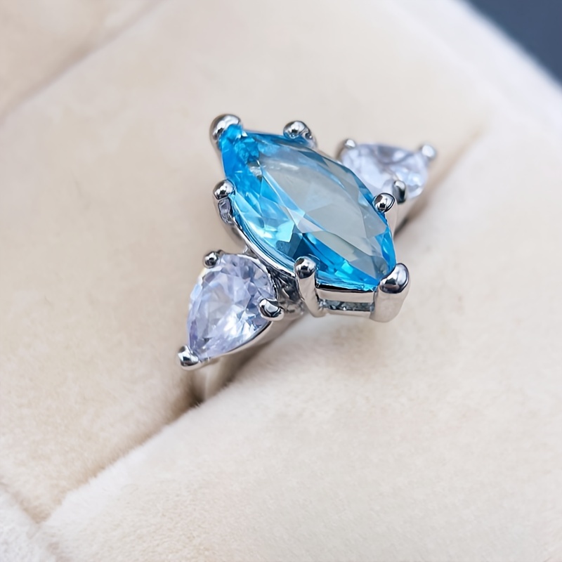 Exquisite Ring Silver Plated Inlaid Waterish Rhinestone In - Temu ...