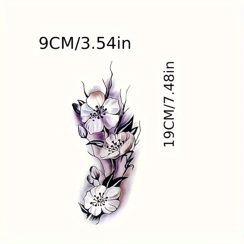 1 Sheet Realistic Waterproof Long Lasting Tattoo Sticker Elegant Plum ...