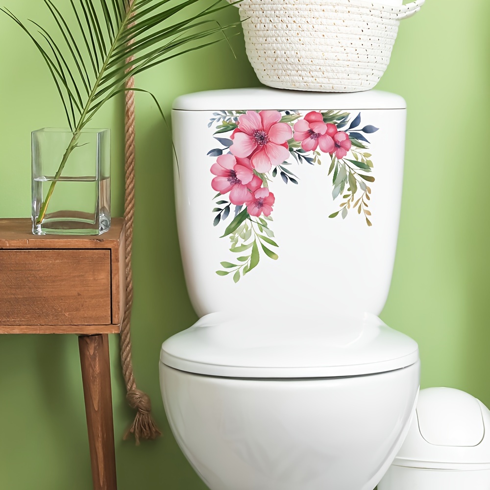 1pc Flower Pattern Toilet Lid Decal Creative Bathroom Toilet - Temu ...