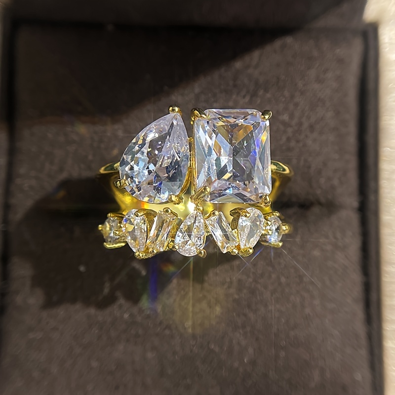 Elegant Stacking Rings 14k Plated Paved Shining Zirconia In - Temu ...