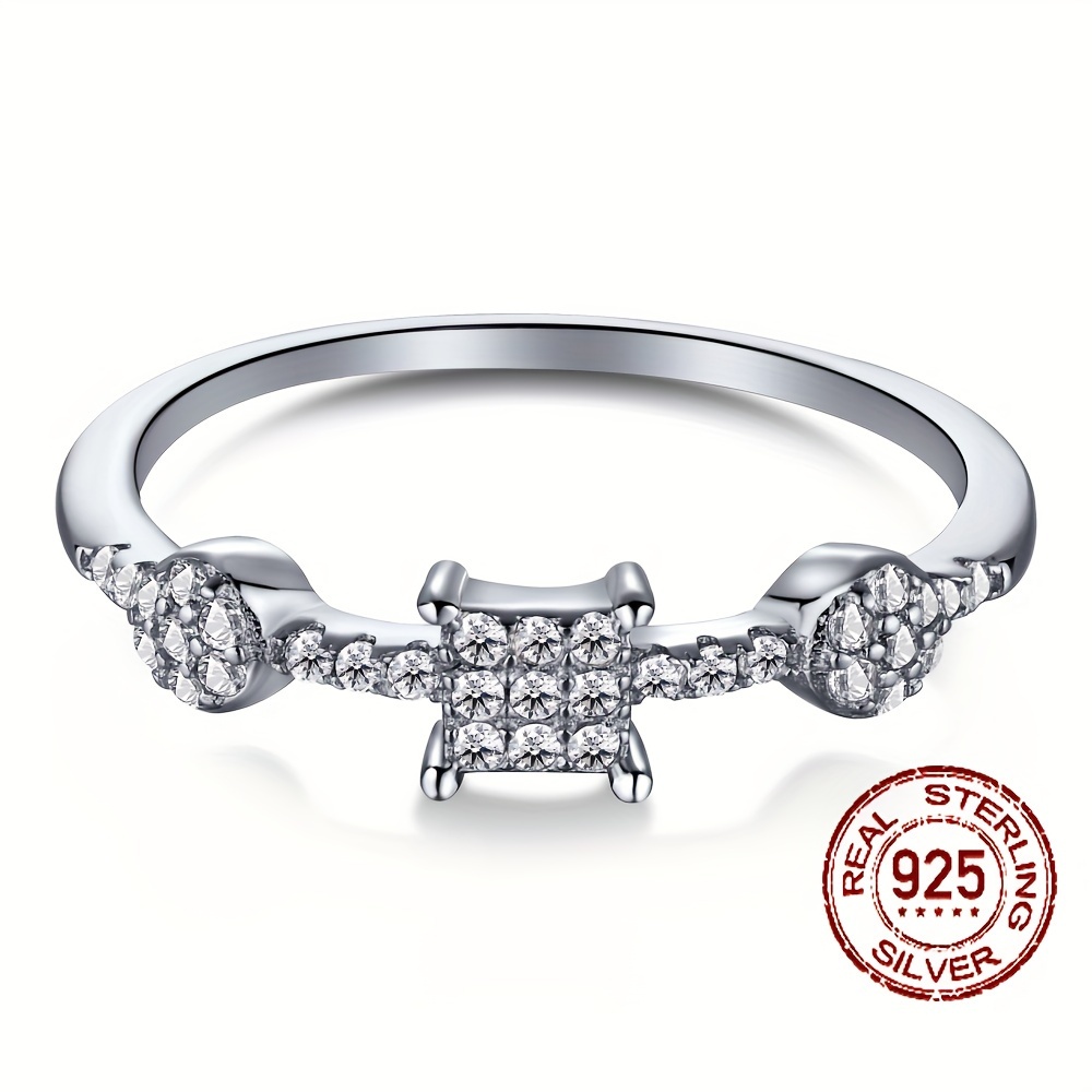 925 Sterling Silver Ring Geometric Design Paved Shining - Temu United ...