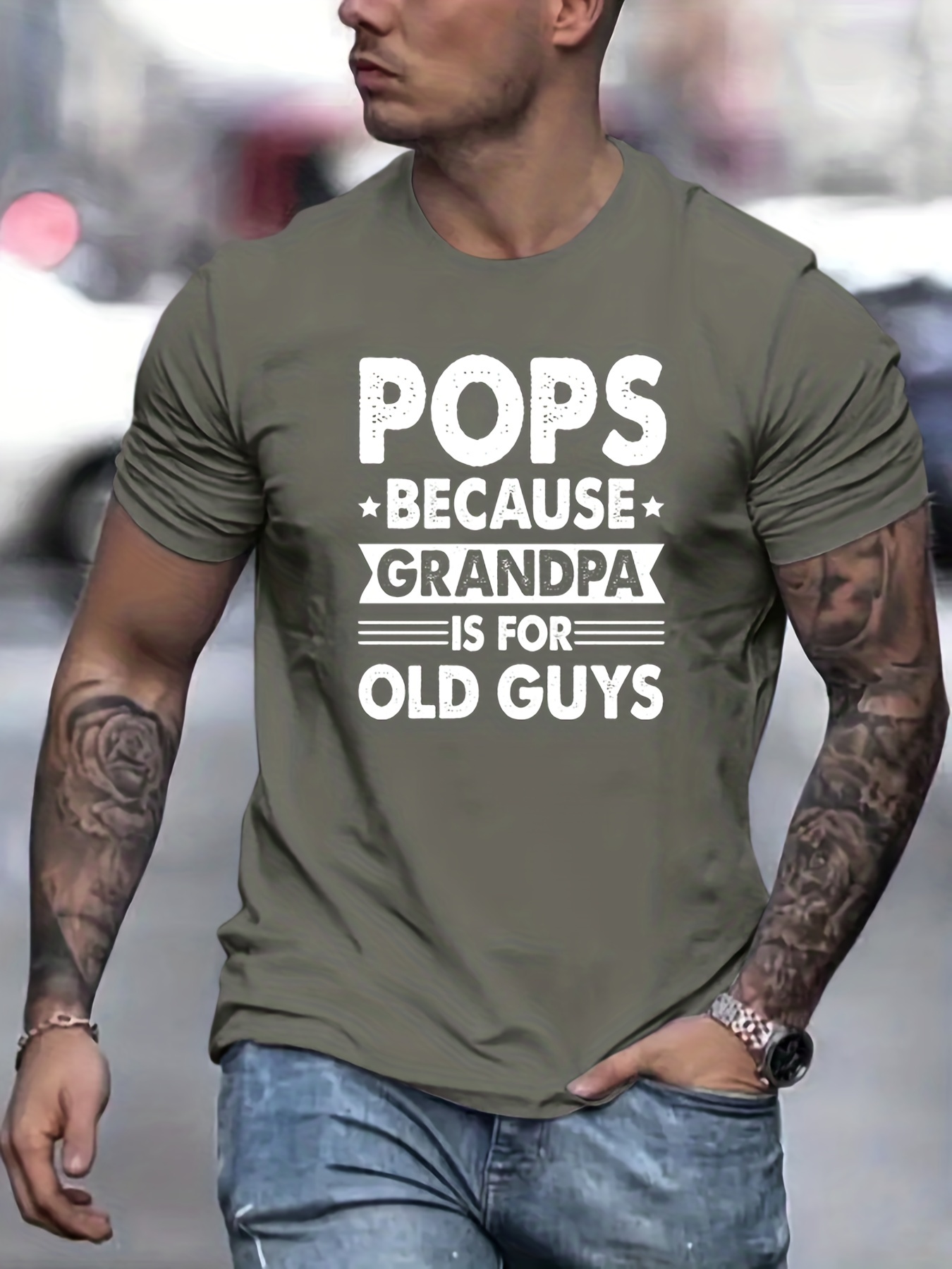Father's Day "pops" Letter Pattern Print Men's Comfy T shirt - Temu ...
