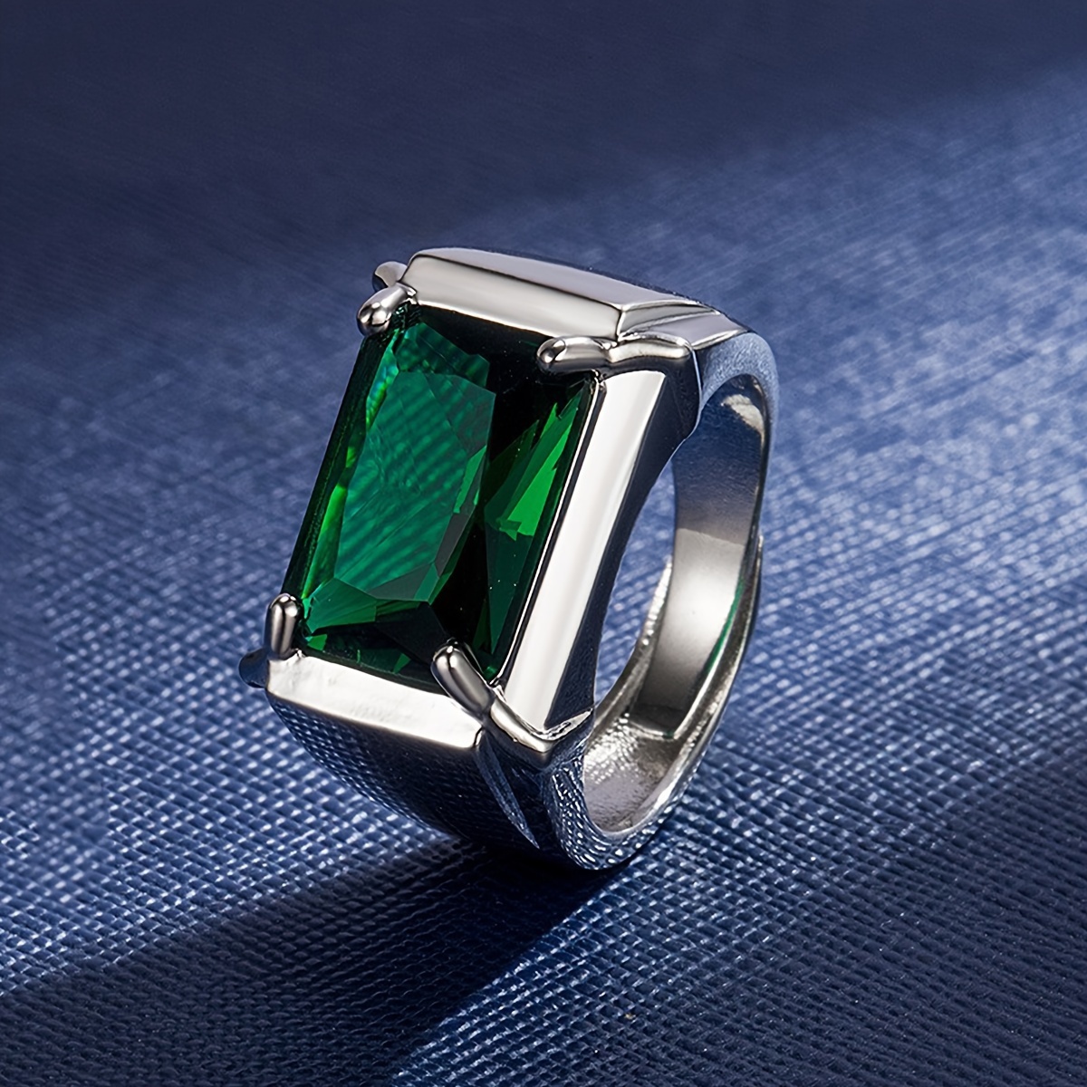 Business Synthetic Sapphire Open Ring Men's Ring Men's - Temu Canada