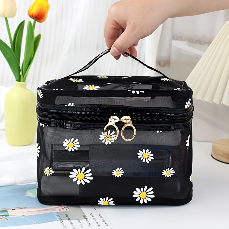 Mesh Makeup Bag Daisy Pattern Mesh Cosmetic Storage Bag - Temu United ...