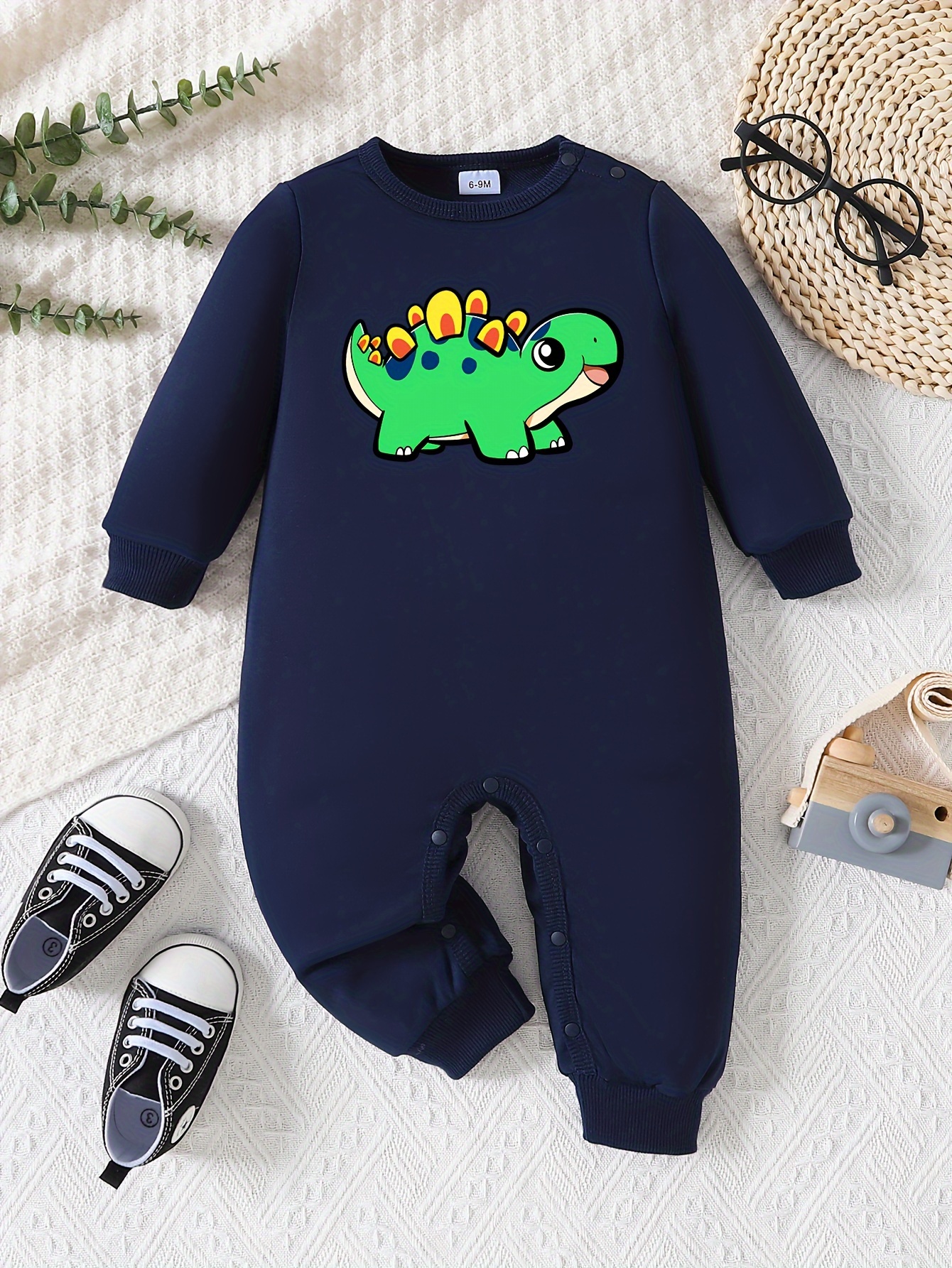 Cute Cartoon Dinosaur Style Boys Girls Baby Jumpsuit Infant - Temu ...