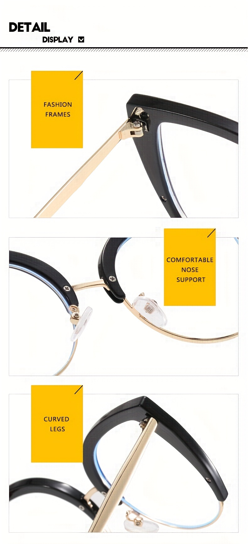 Large Cat Eye Clear Lens Glasses Fashion Computer Glasses Temu