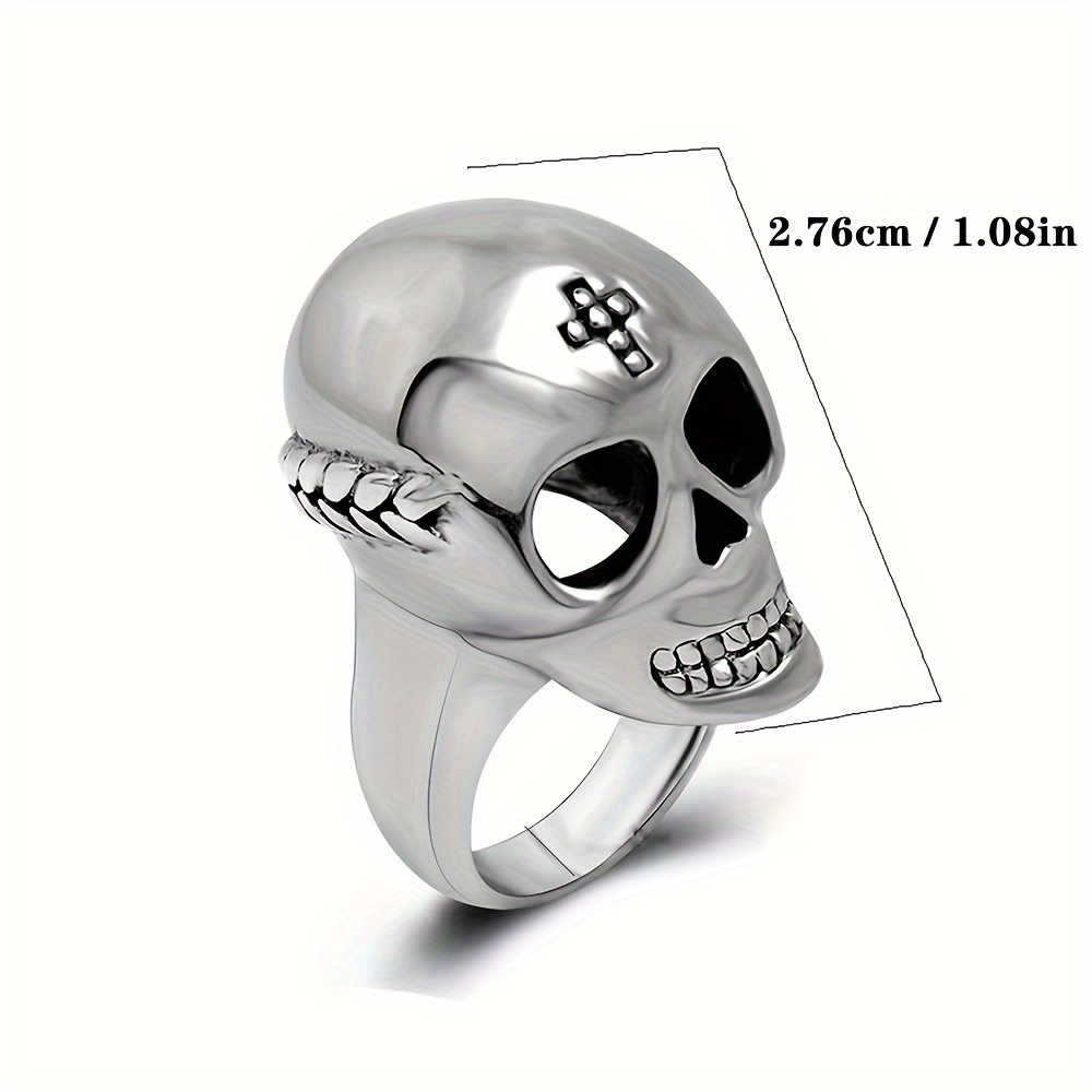 Punk Dark Long Beard Skull Stainless Steel Ring Personality - Temu Ireland