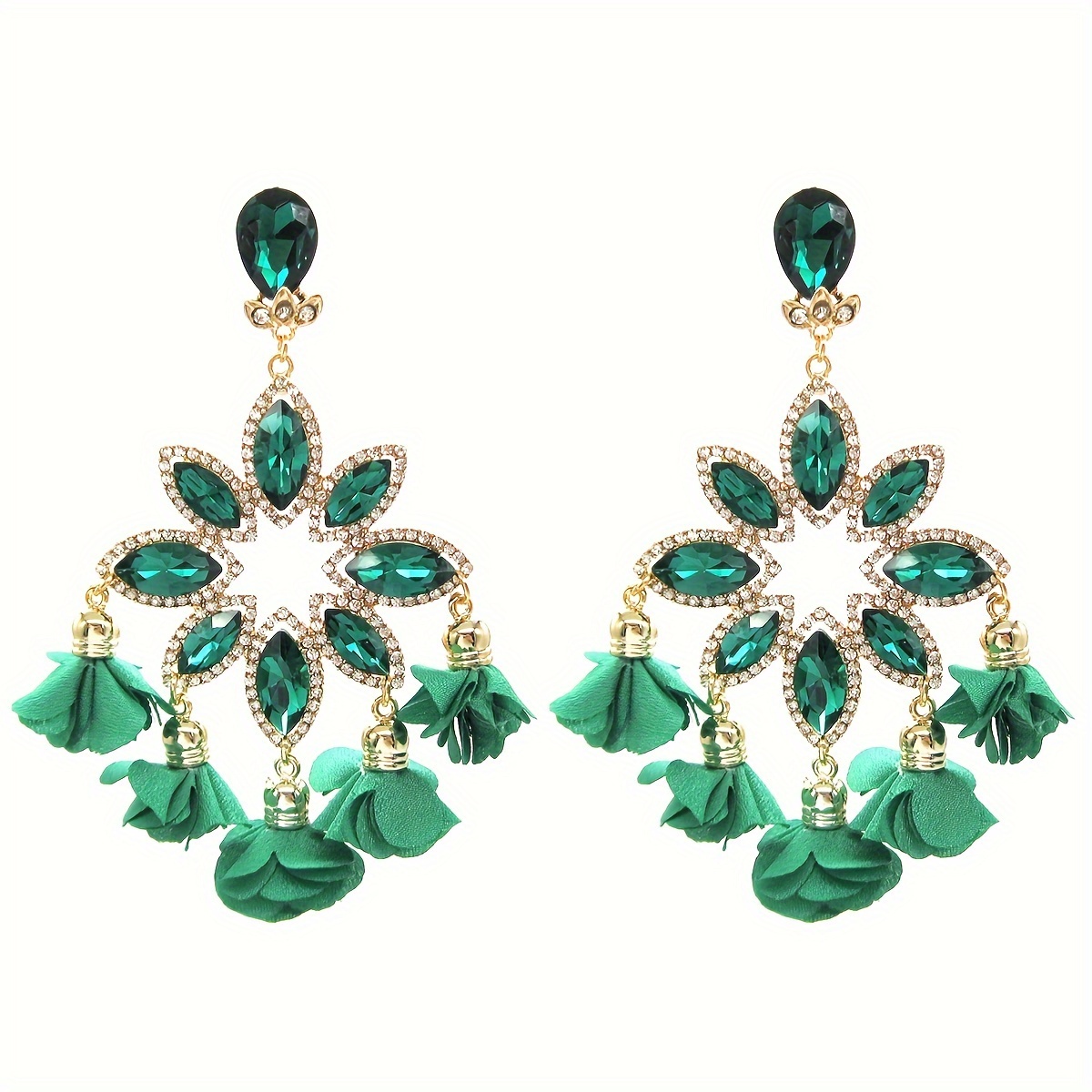Exaggerated Flower Design Sparkling Rhinestone Decor Dangle - Temu Denmark