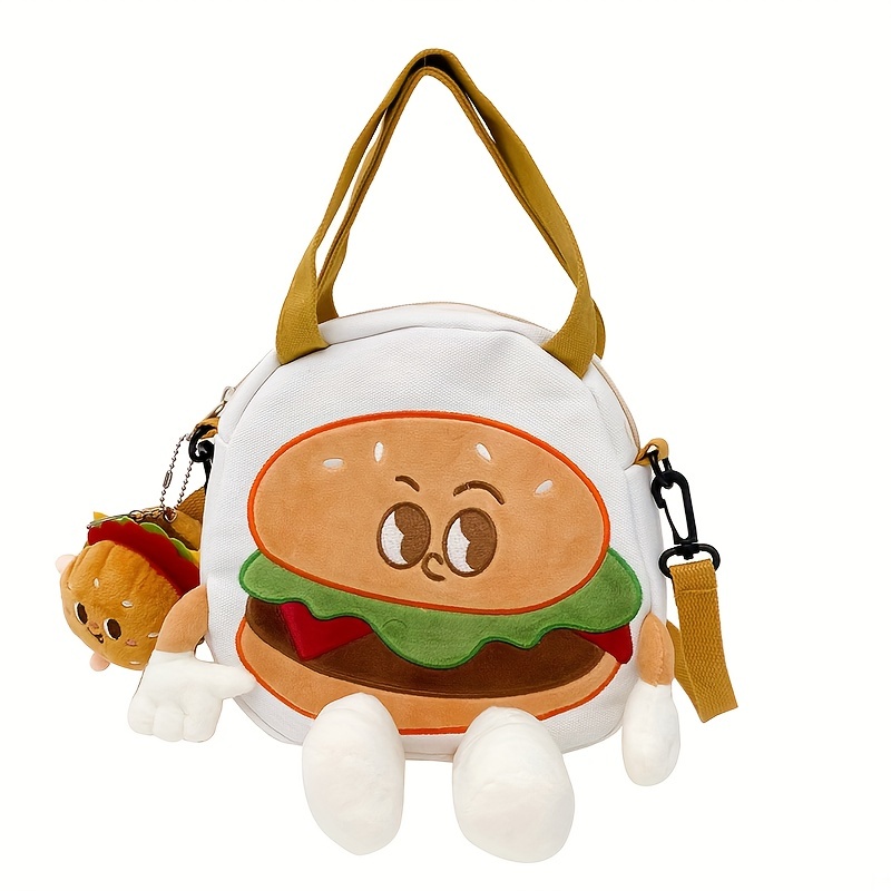 Kawaii Hamburger Pattern Bag Trendy Plush Backpack/ Shoulder - Temu ...