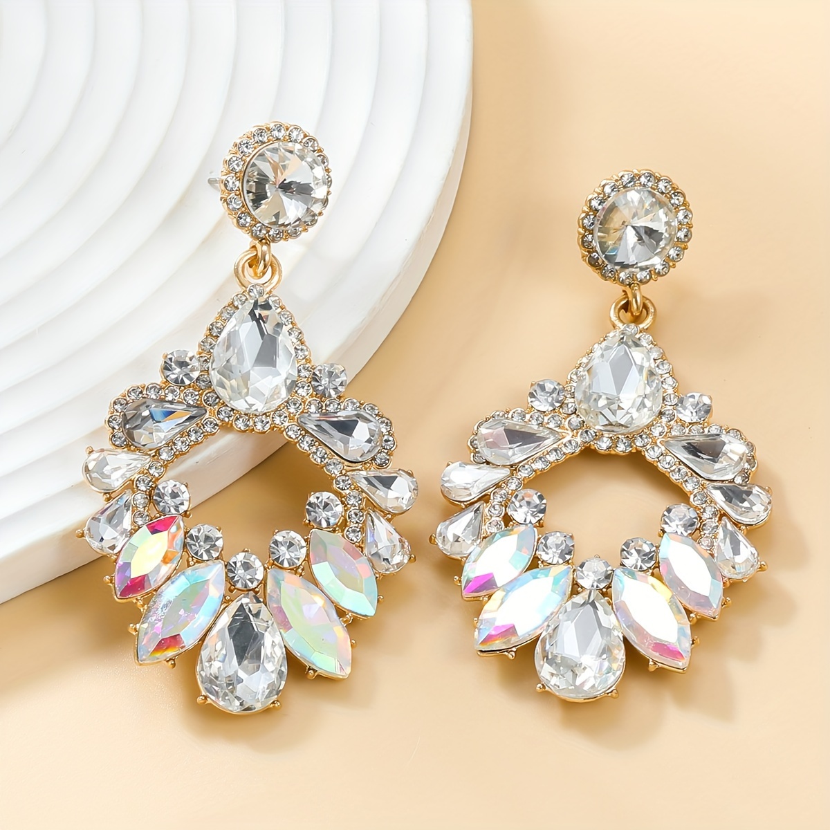 Elegant Dangle Earrings Inlaid Shining Rhinestone Multi - Temu United ...