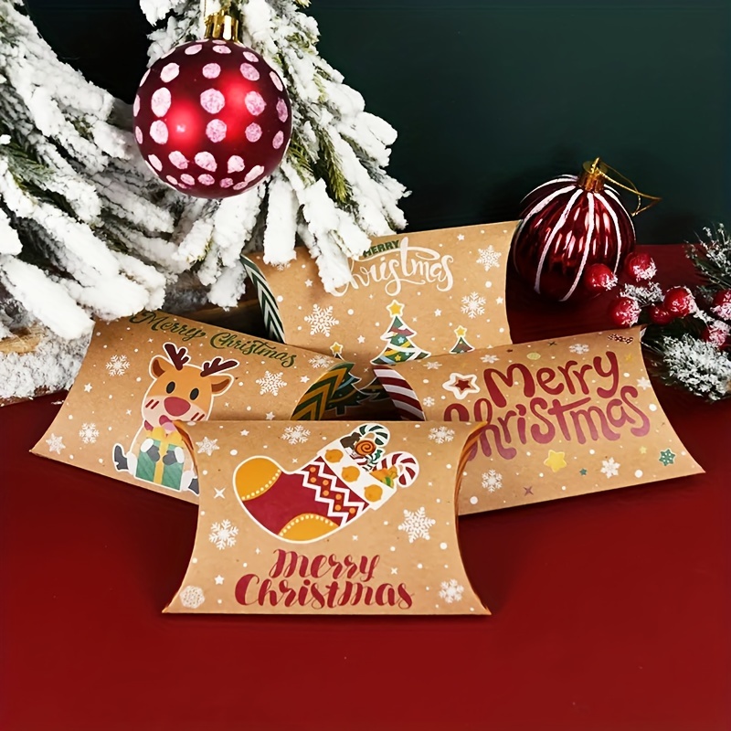 Kraft Paper Pillow Box Christmas Candy Boxes Bags Christmas - Temu Canada