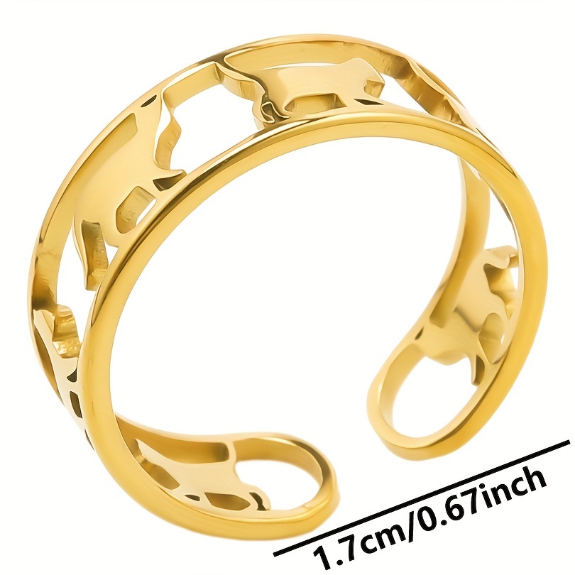 Chic Cuff Ring Made Stainless Steel 18k Gold Plated Trendy - Temu Norway