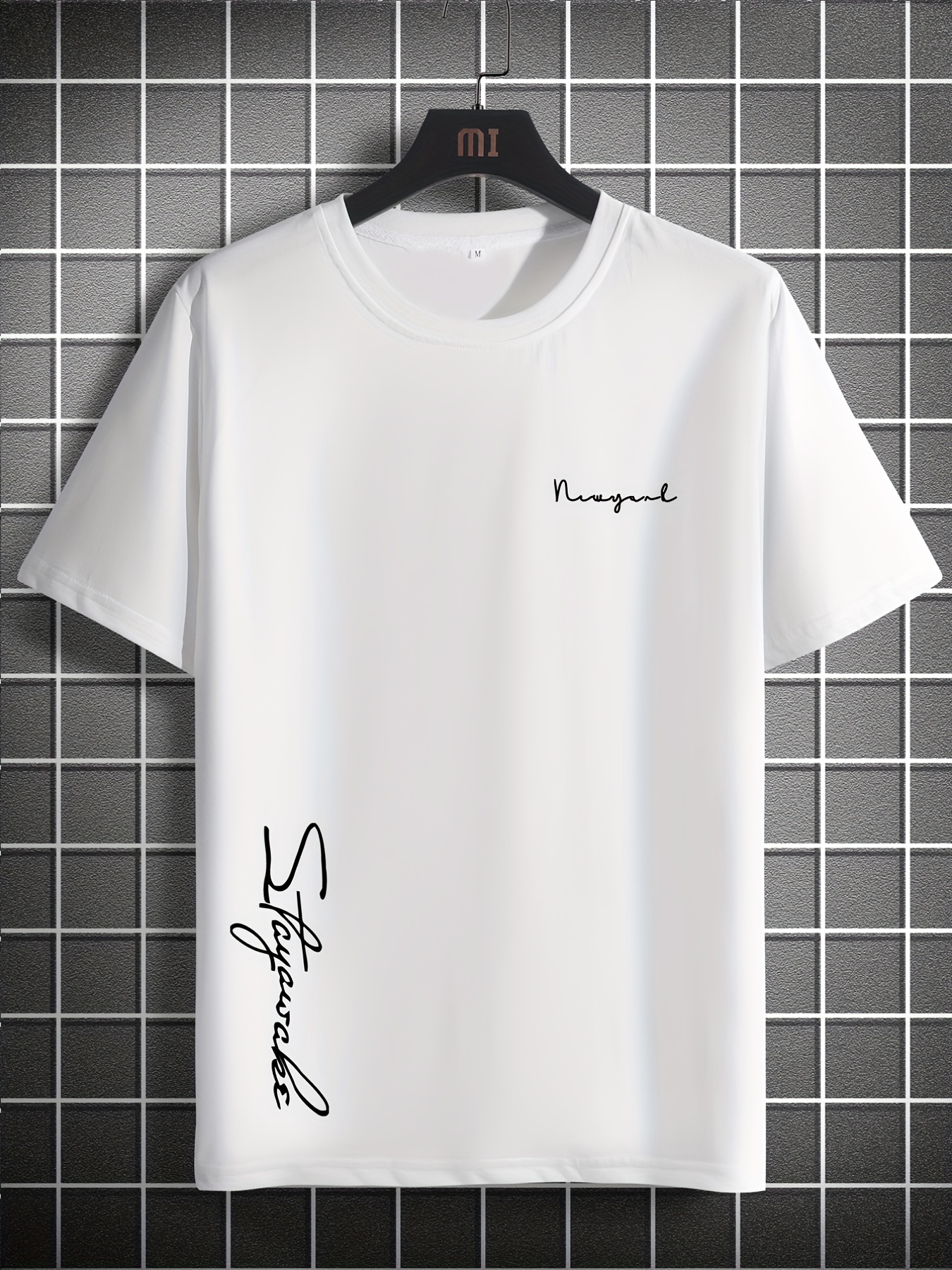 Stylish Letter Print Mens T Shirt Crew Neck Short Sleeve Temu Australia