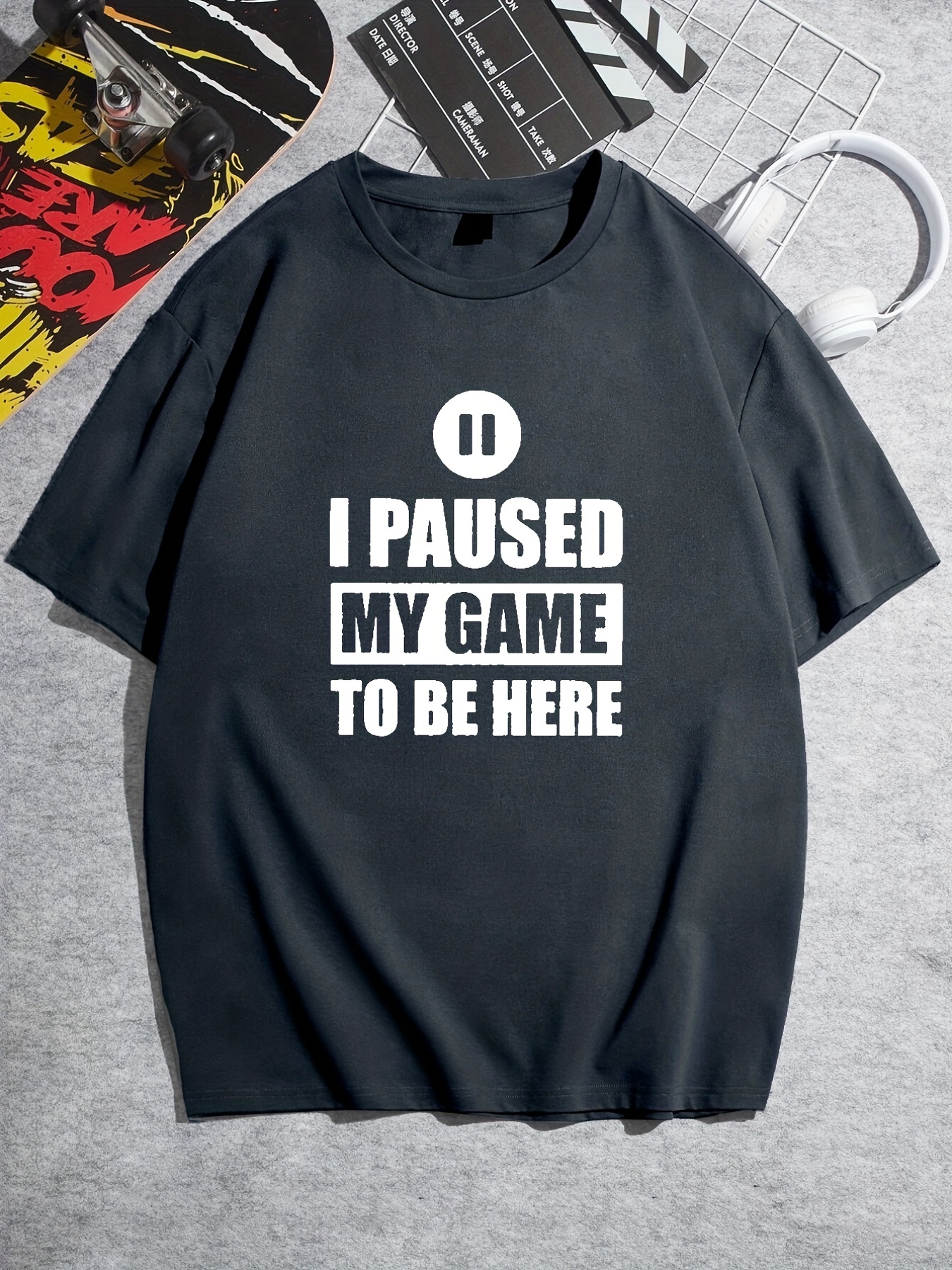 Plus Size Pause Game Men's Casual Trendy Graphic Print - Temu Netherlands