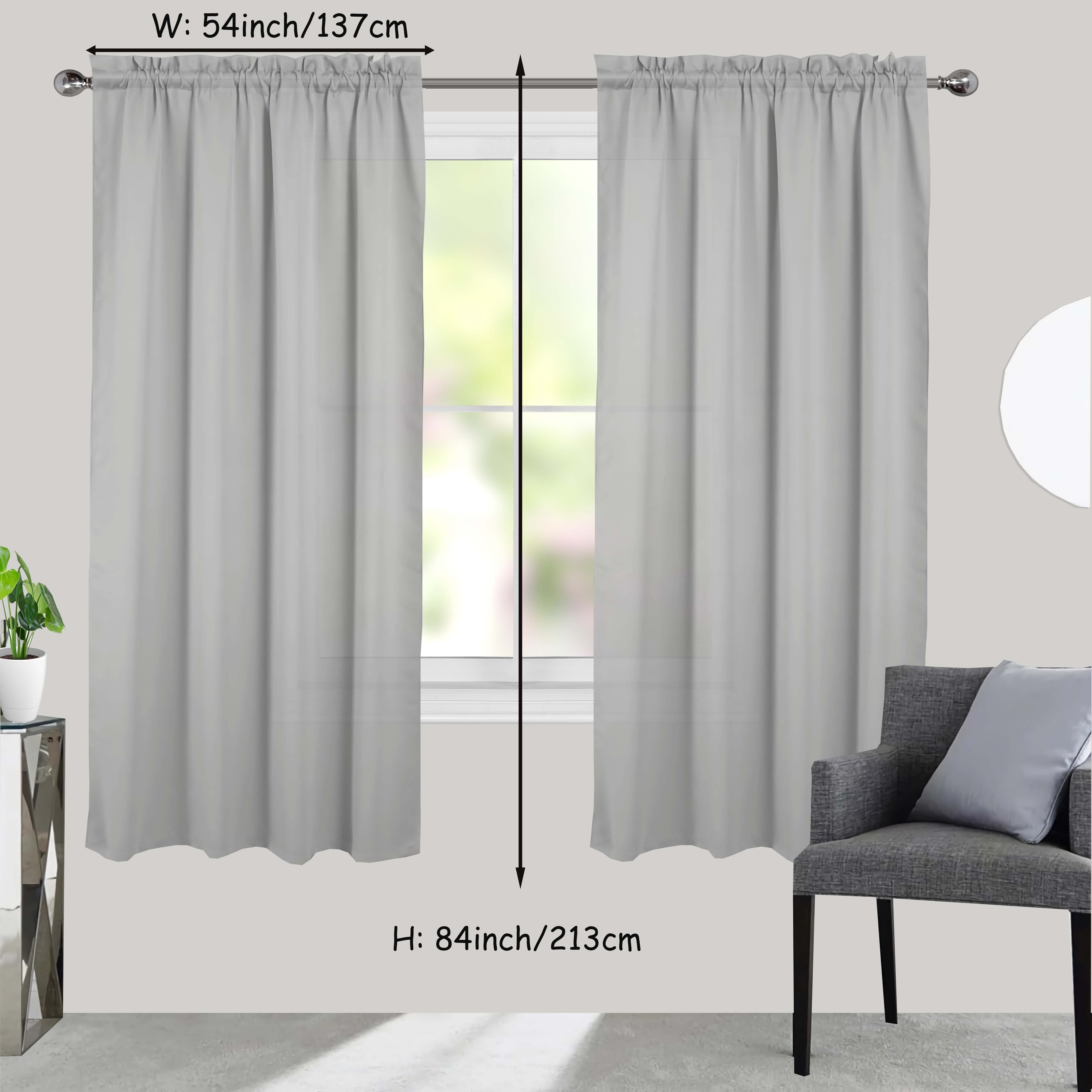 Panel Solid Color Light Filtering Curtains Rod Pocket Window - Temu United Kingdom