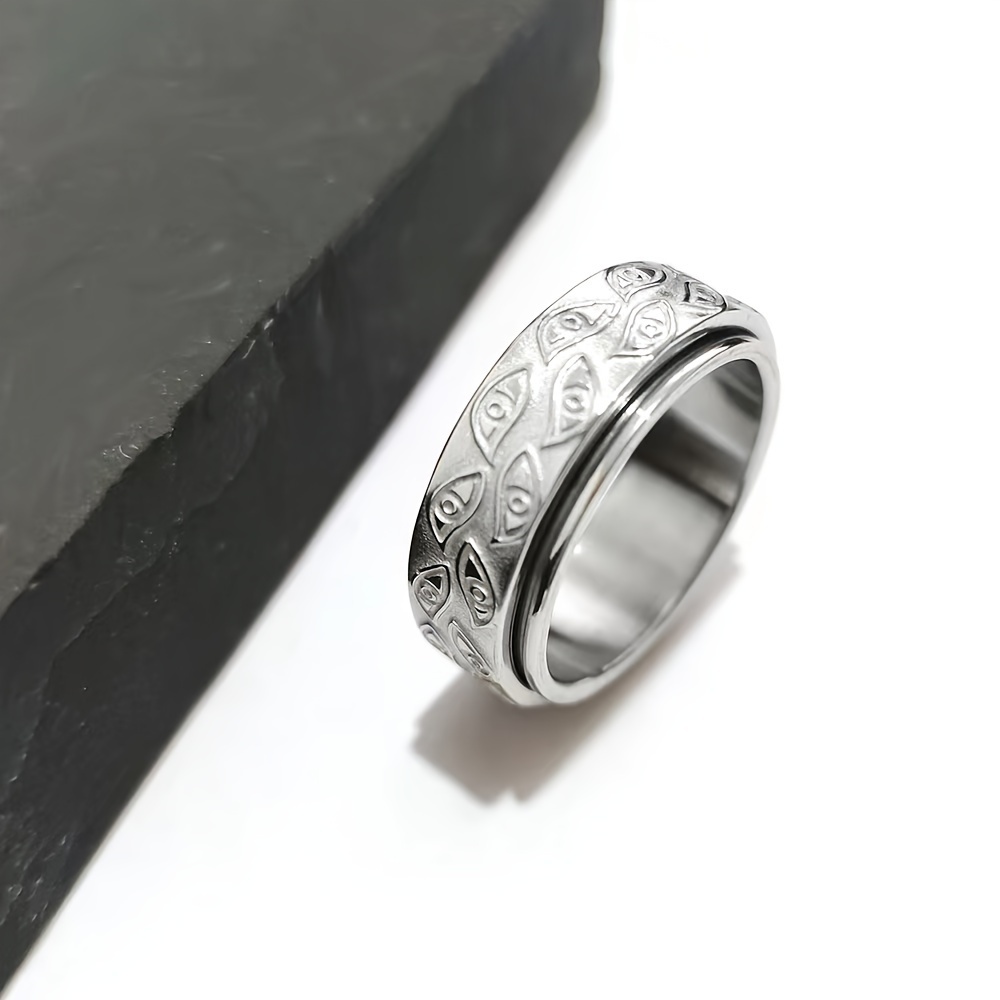 Men's Devil's Eyes Stainless Steel Ring Retro Rotatable Ring - Temu ...