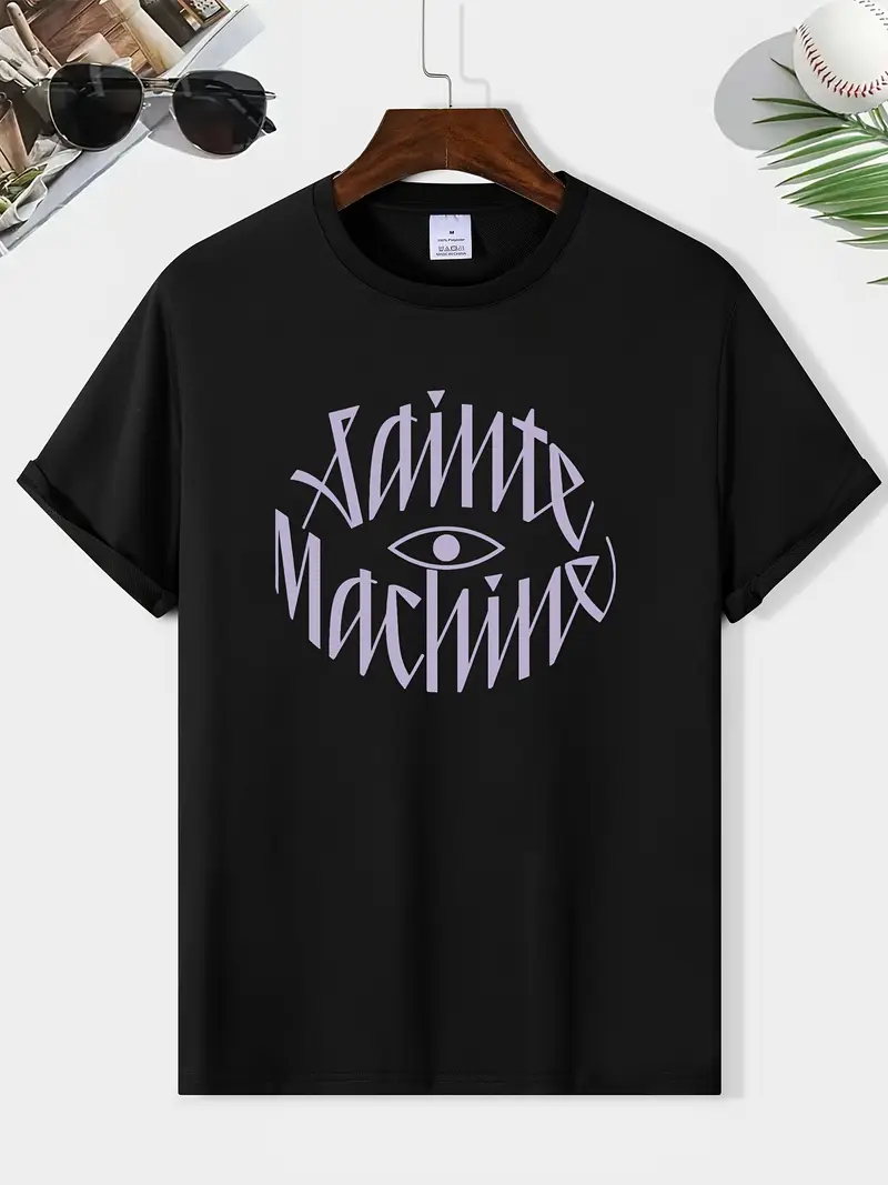 Mens Letter Graphic Short Sleeve T Shirt Comfy Stretchy Temu Ireland