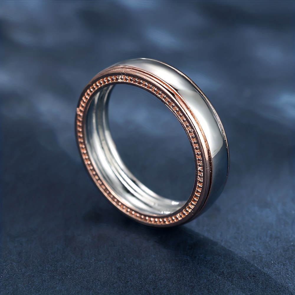 New Fashion Rose Gold Shiny Zirconia Ring, Stylish Charm Men's Ring ...