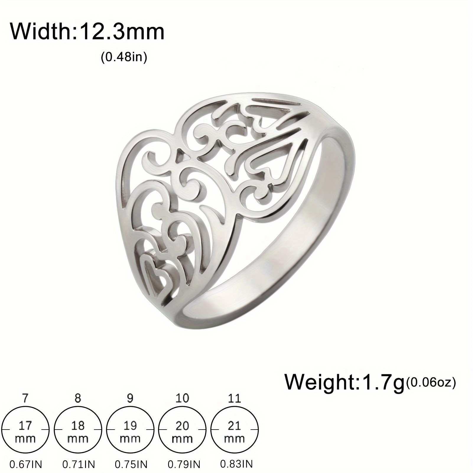 Stainless Steel Engagement Ring Charming Heart Pattern Ring - Temu United Kingdom
