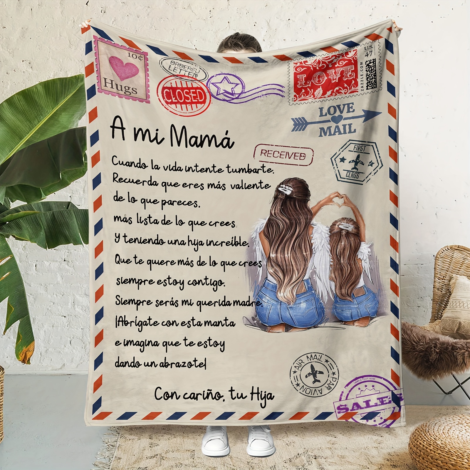 Sister Envelope Printed Flannel Blanket Season Warm Cozy - Temu United ...