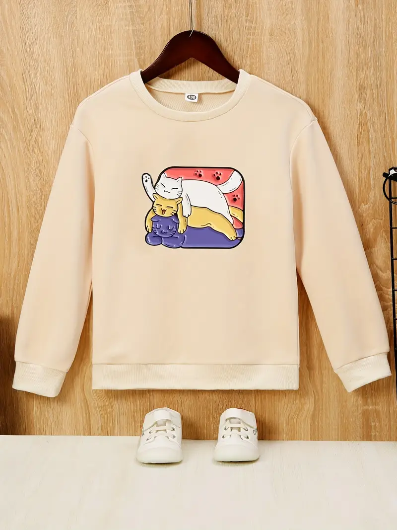 Stacking Kittens Graphic Girls Round Neck Sweatshirt Casual - Temu ... Stacking Kittens Graphic Girls Round Neck Sweatshirt Casual - Temu ...
