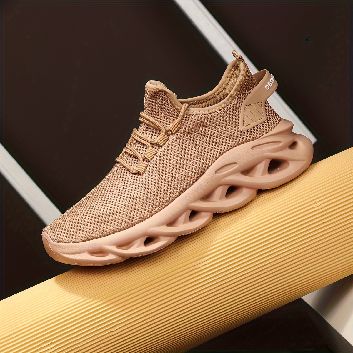 Knit Breathable Sneakers Men s Trendy Solid Blade Type Woven - Temu ...
