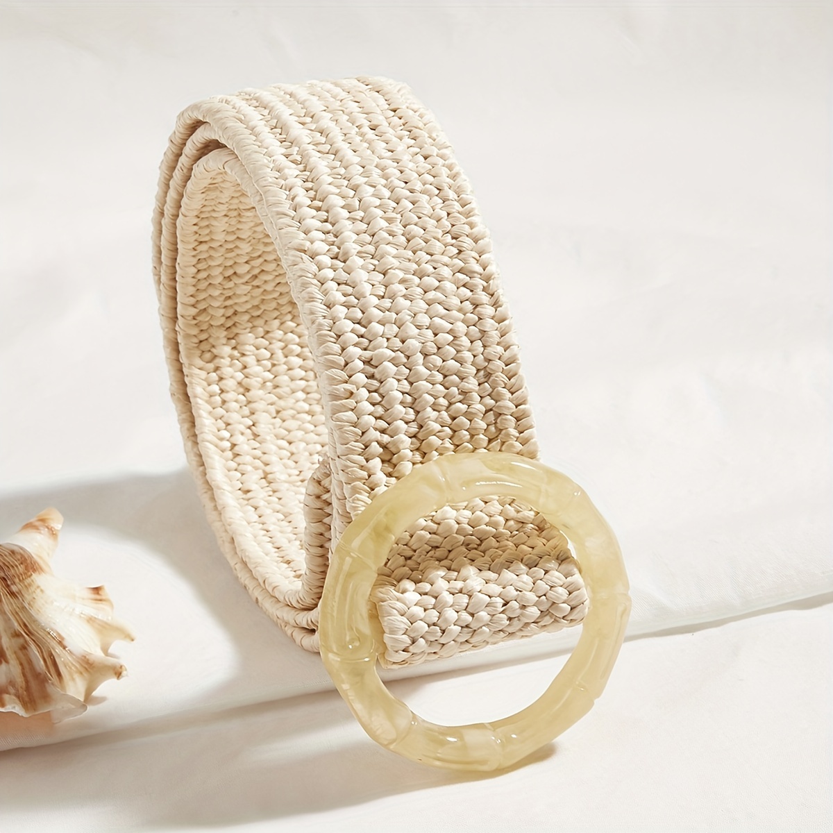 Girls Boho Style Round Belts Straw Woven - Temu United