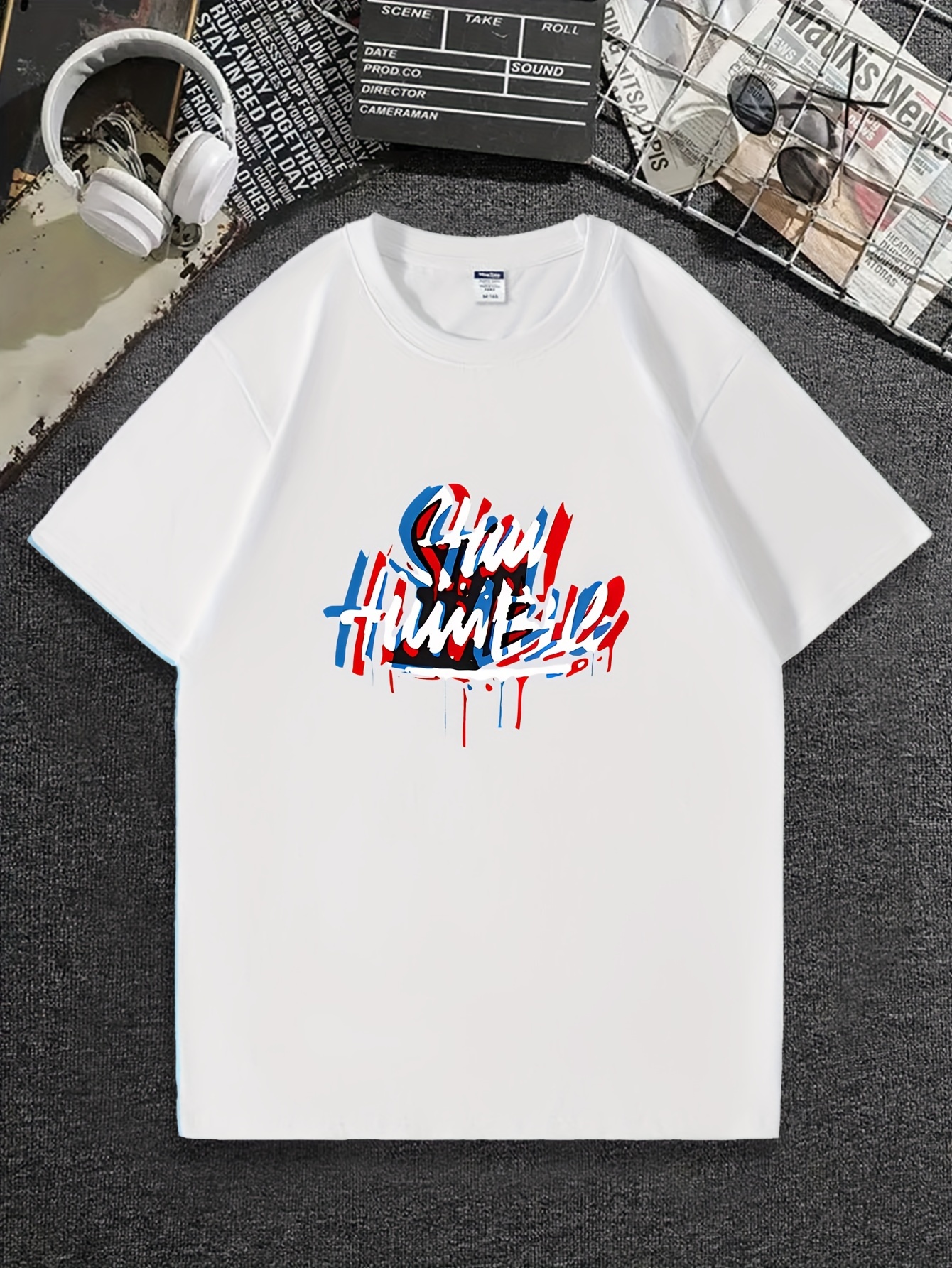 Stay Humble Print Men's Trendy Cotton T shirt Casual - Temu Australia