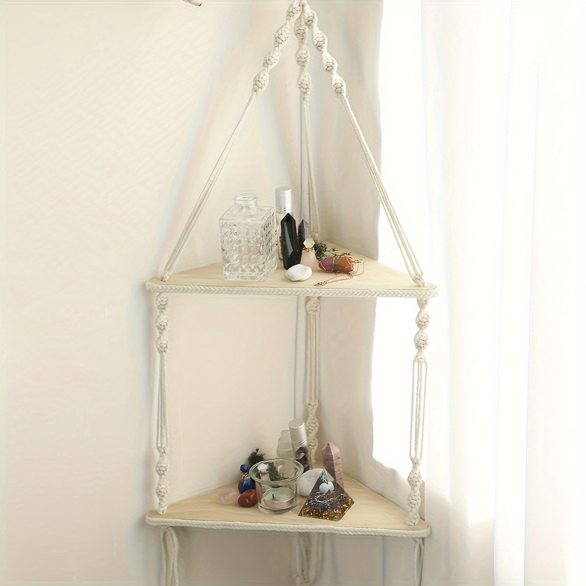 1pc Boho Triangular Corner Storage Shelf Floating Storage - Temu Canada