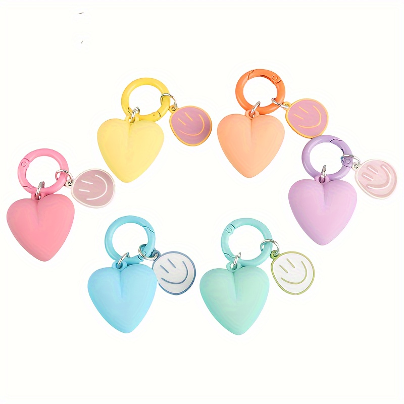 Cute Smile Face Heart Keychain Cartoon Resin Key Chain Ring - Temu ...
