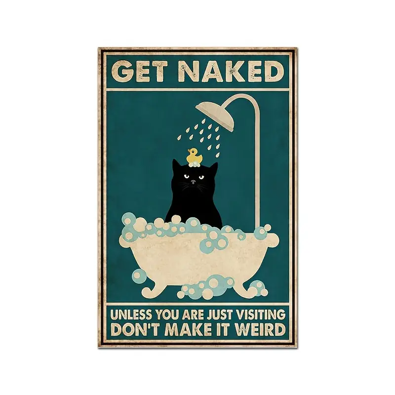 Black Cat Vintage Posters Art Wall Prints Funny Bathroom Canvas