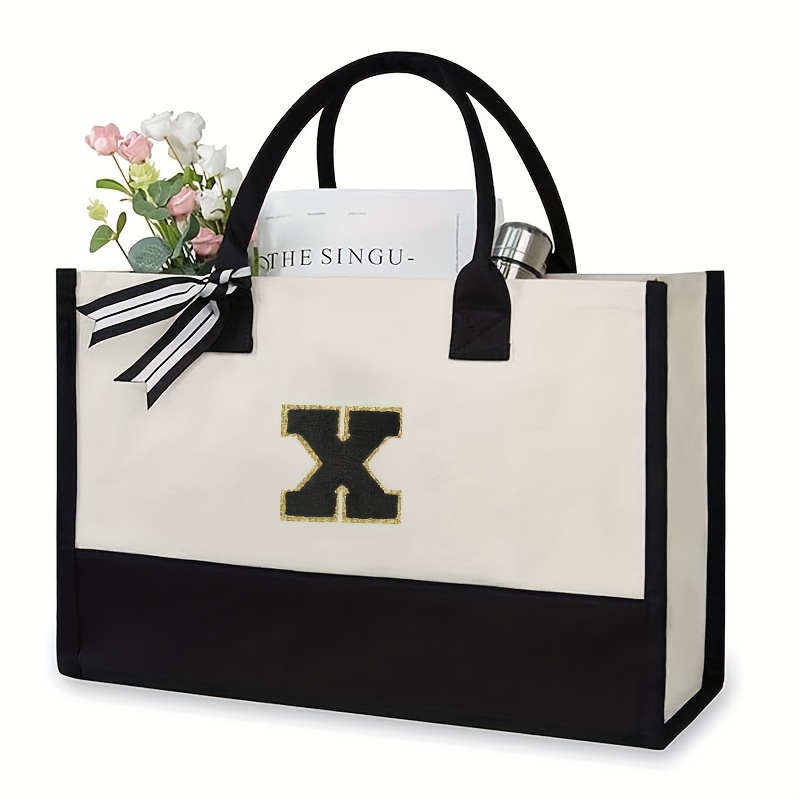 Simple Colorblock Tote Bag Letter Pattern match Versatile - Temu United ...