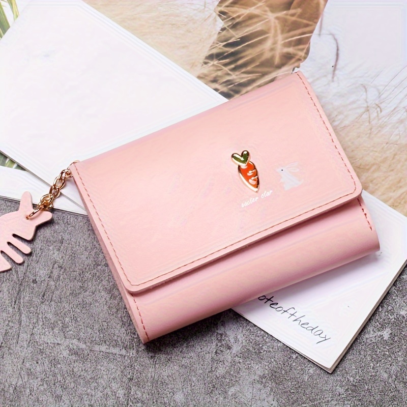 Cute Rabbit Carrot Tri fold Short Zero Wallet Multi card - Temu Canada