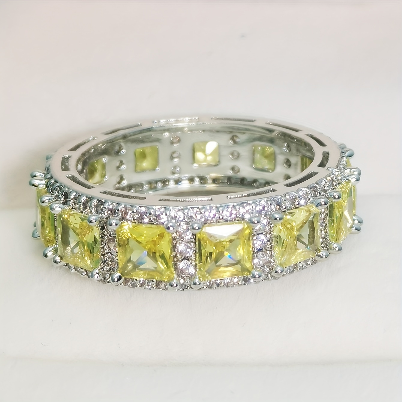 Stylish Luxurious Exquisite Square Cubic Zirconia Ring - Temu United ...