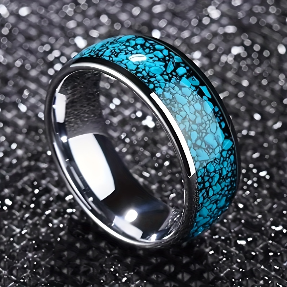 Vintage Blue Stainless Steel Ring Men Anniversary Party - Temu Ireland