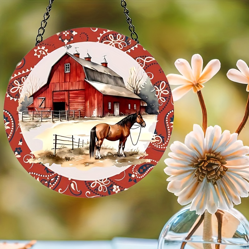 Acrylic Red Cabin Pendant Home Decor Window Hanging - Temu Canada