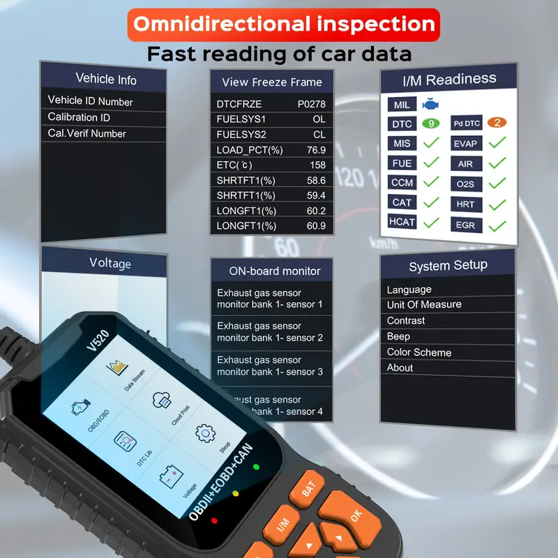Obd2 자동차 스캐너 진단 검사 도구 전문 정비공 차량 오류 코드 리더 Obdii 프로토콜 자동차에 대한 Temu