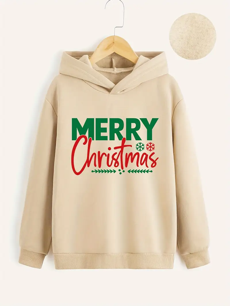 Merry Christmas レタープリントかわいい&居心地の良いフーディー 子供用男の子用 彼を暖かく Temu Japan