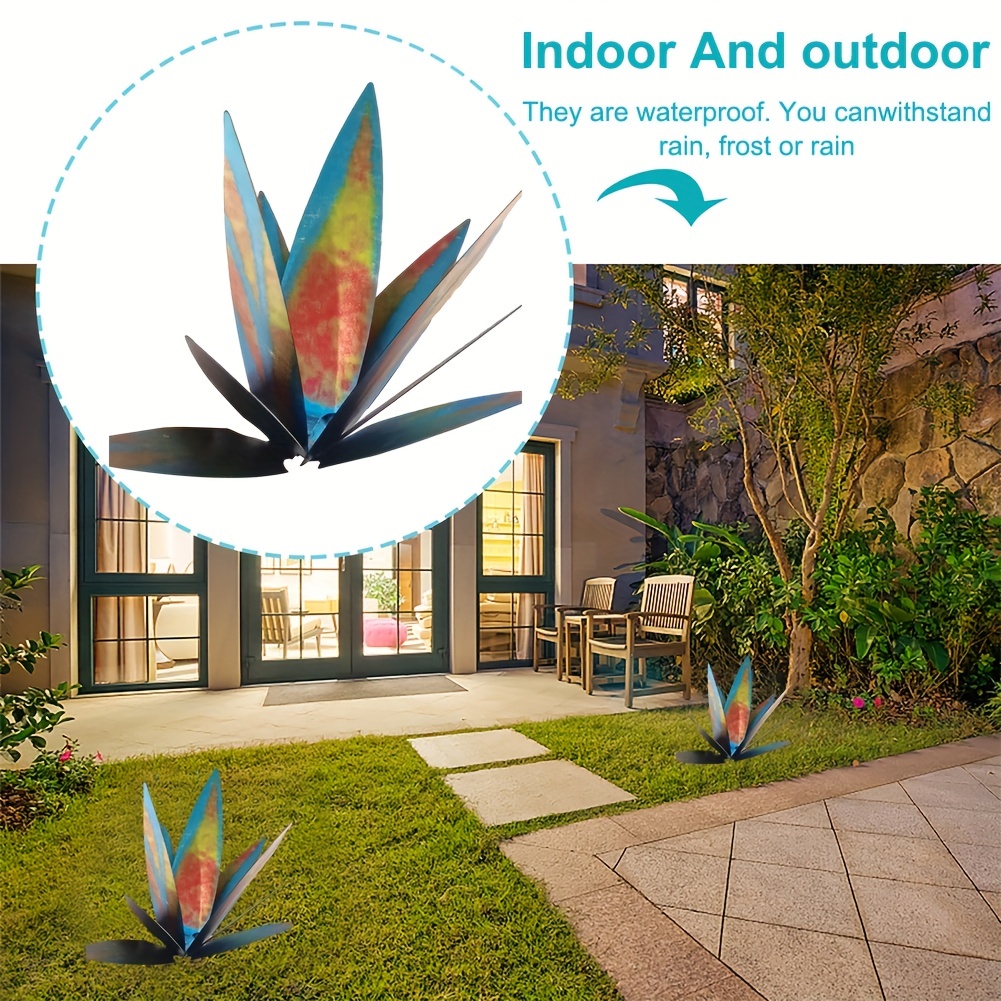 1セット、 彫刻メタルアガベdiyアイアンアート像プラントフォーガーデン（ブルー） Patio Lawn And Garden Temu