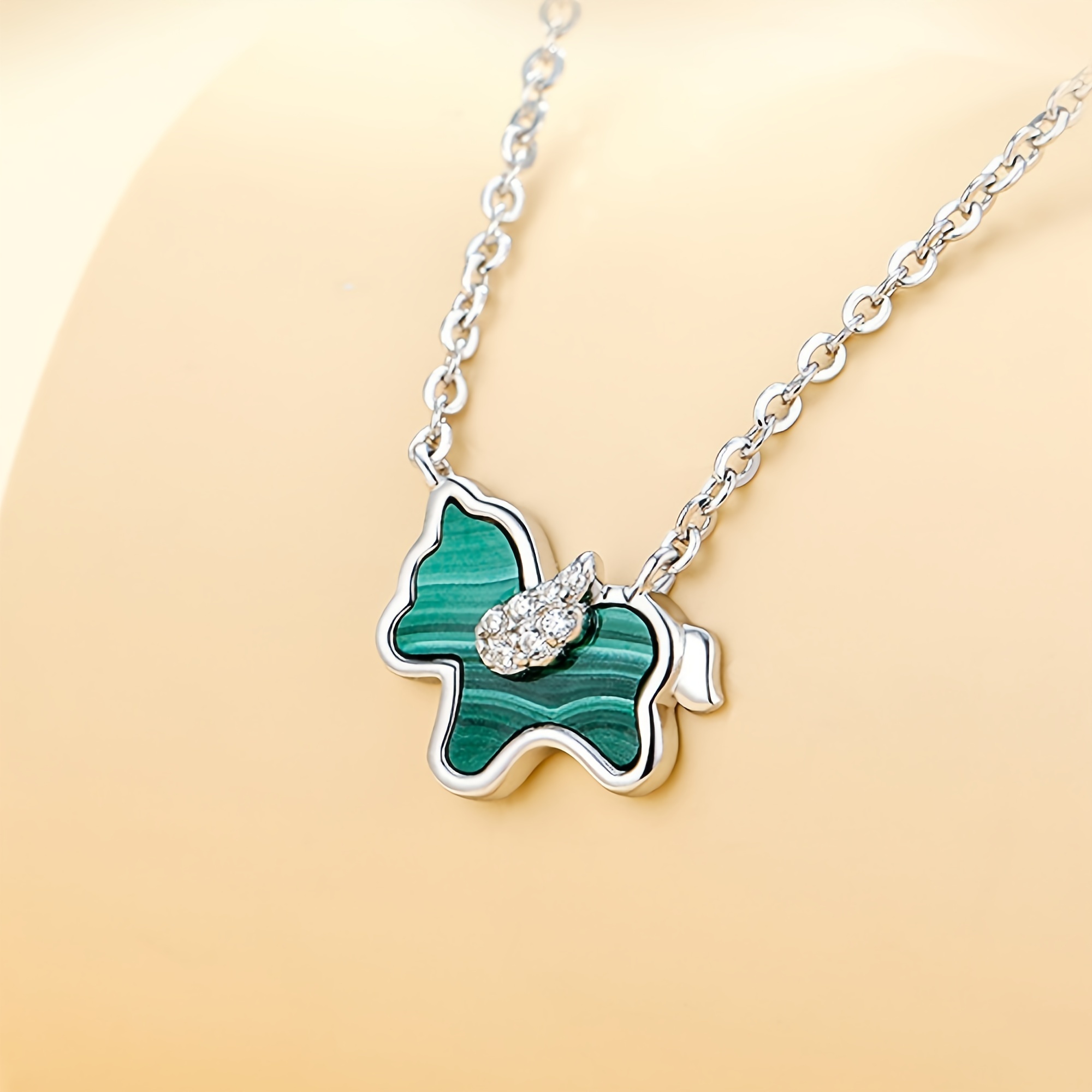 925 Silver Green Horse Pendant Necklace Valentine's Day - Temu United ...
