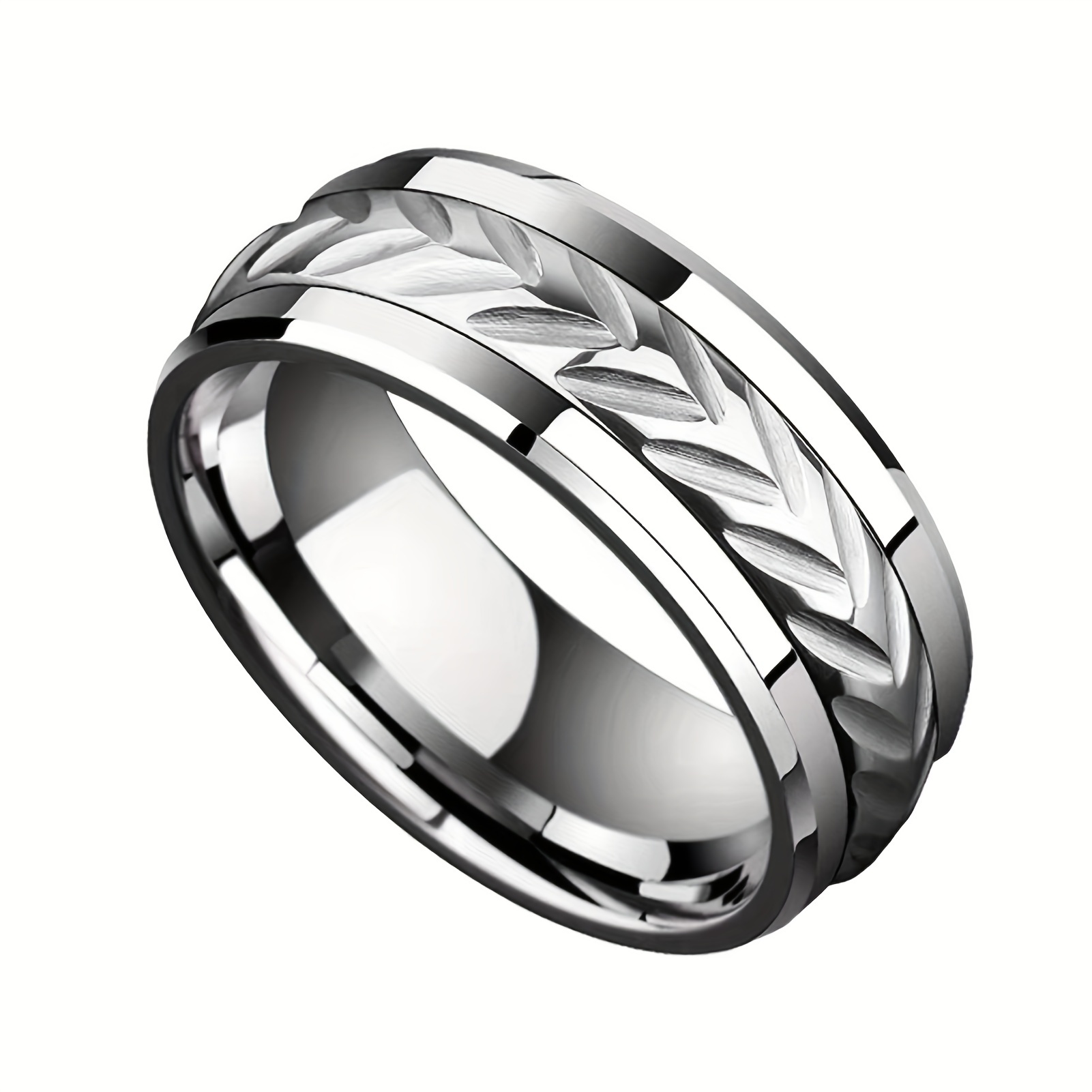 Wide Pattern Titanium Steel Ring Men's Personality Ring - Temu United ...