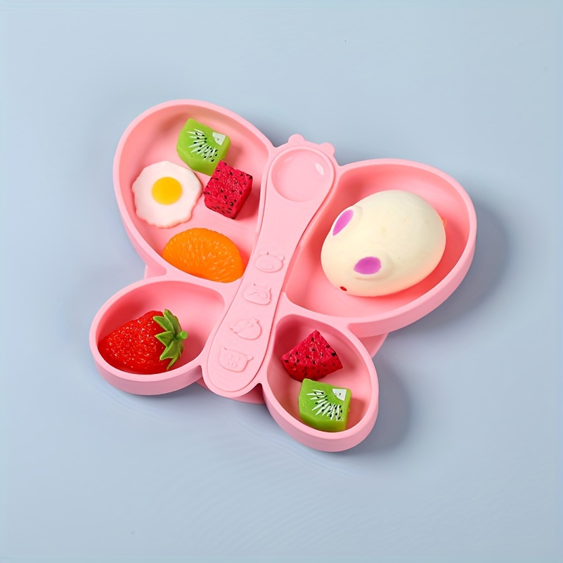 1pc Butterfly Dinner Plate Food Grade Silicone Food Supplement Divided ...