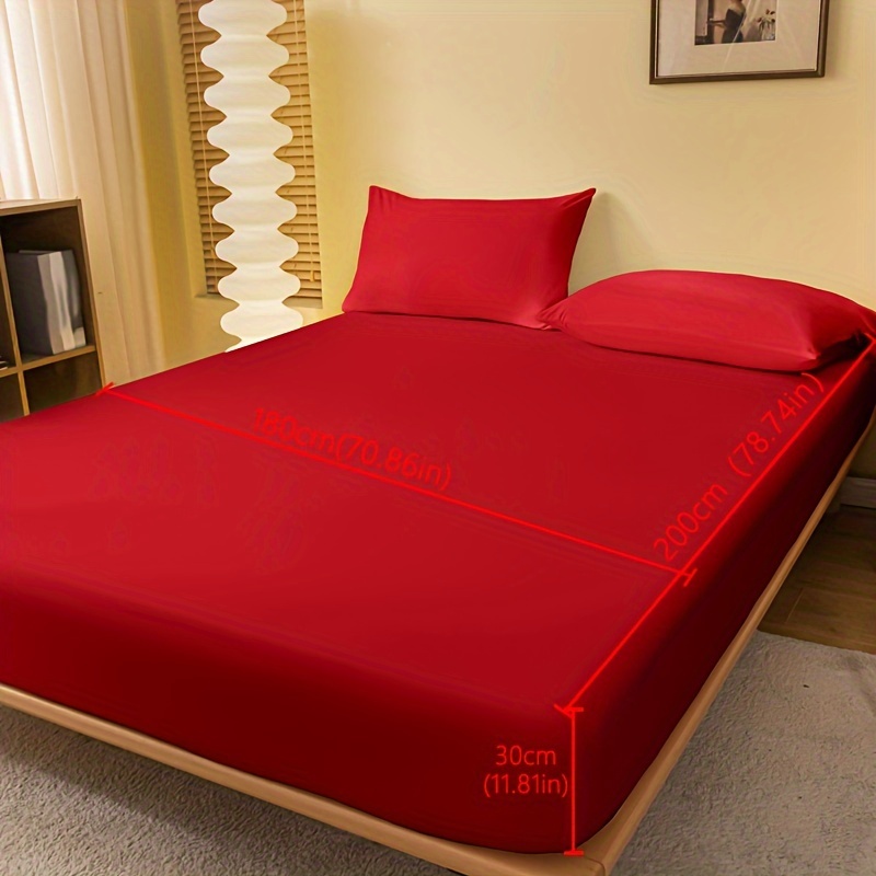 Brushed Fitted Sheet (without Pillowcase) Red Soft - Temu United