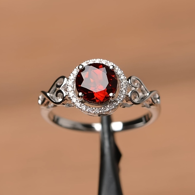 Elegant Promise Ring Classy Halo Design Inlaid Gemstone - Temu United ...