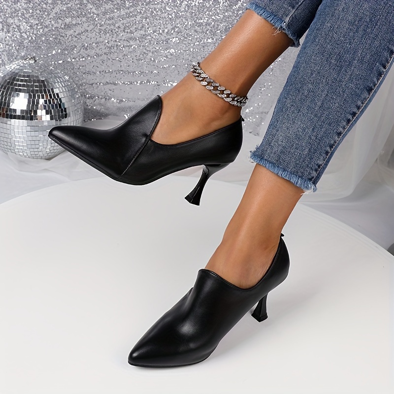 レディース ポインテッドトゥ アンクル ブーティ オールマッチ ハイヒール オフィス ワーク パ - Temu Japan