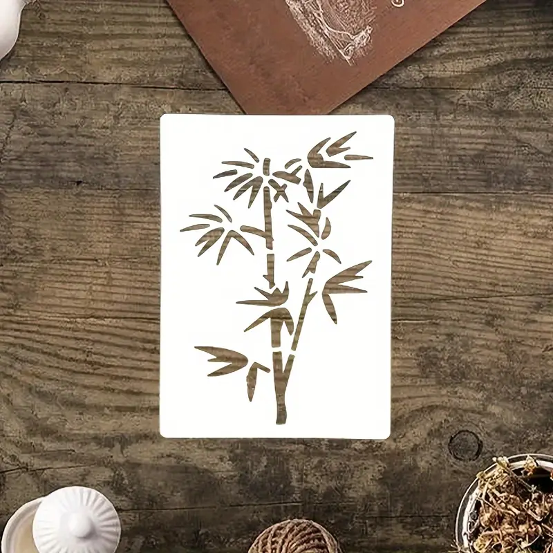 1枚の緑色の竹の絵画テンプレート Diy洗える再利用可能 家庭用 床 描画テンプレートツール Temu Japan