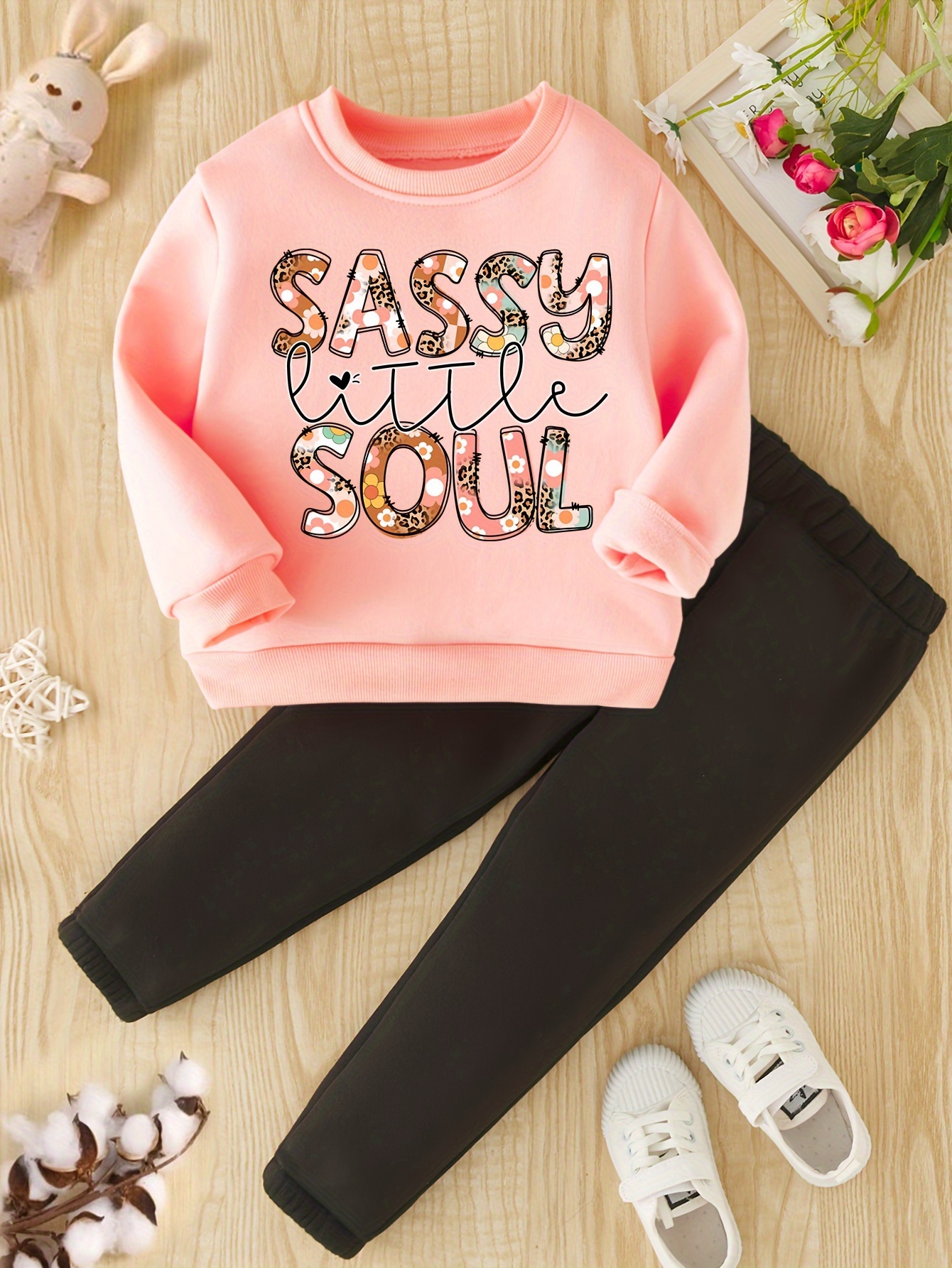 wytz4007 girls cartoon letter print sports sweatshirt pants - Temu Canada